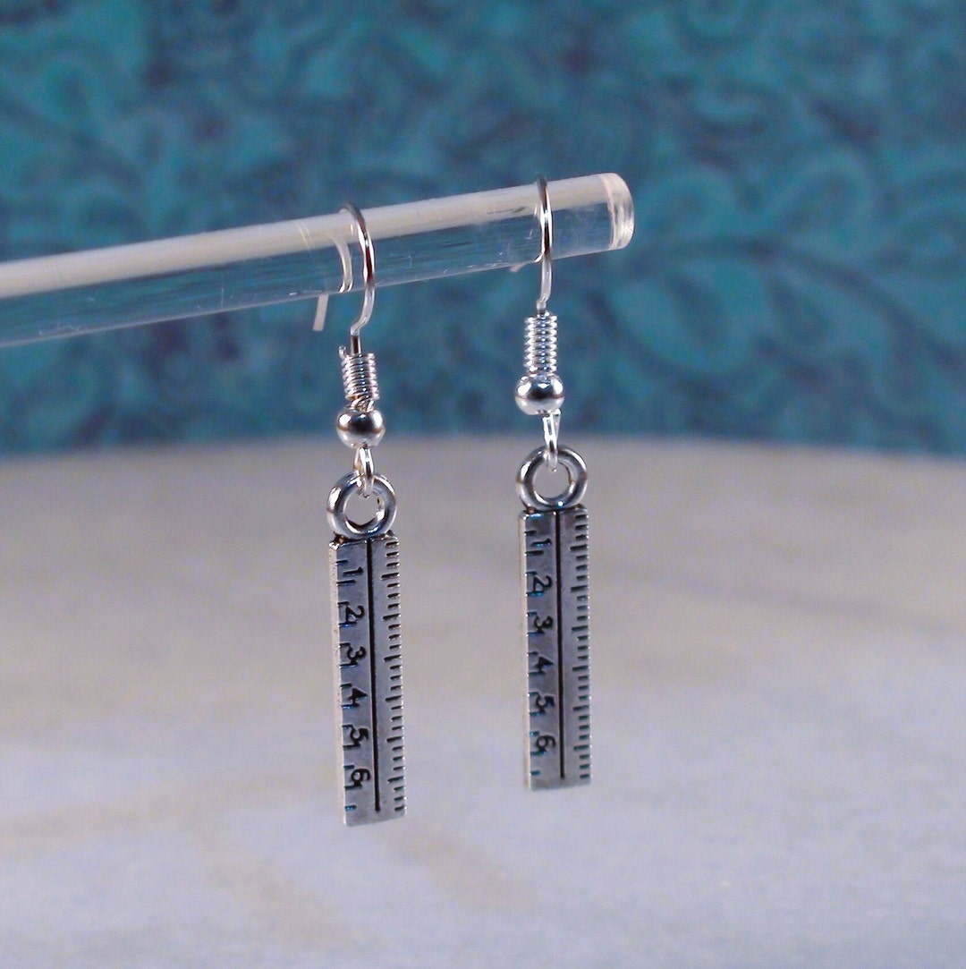 Ruler Earrings, Antique Silver Ruler Earrings, Silver Earrings ...