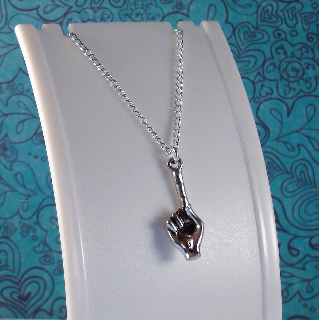 Number One Hand Sign Necklace, Antique Silver No 1 Gesture Necklace ...