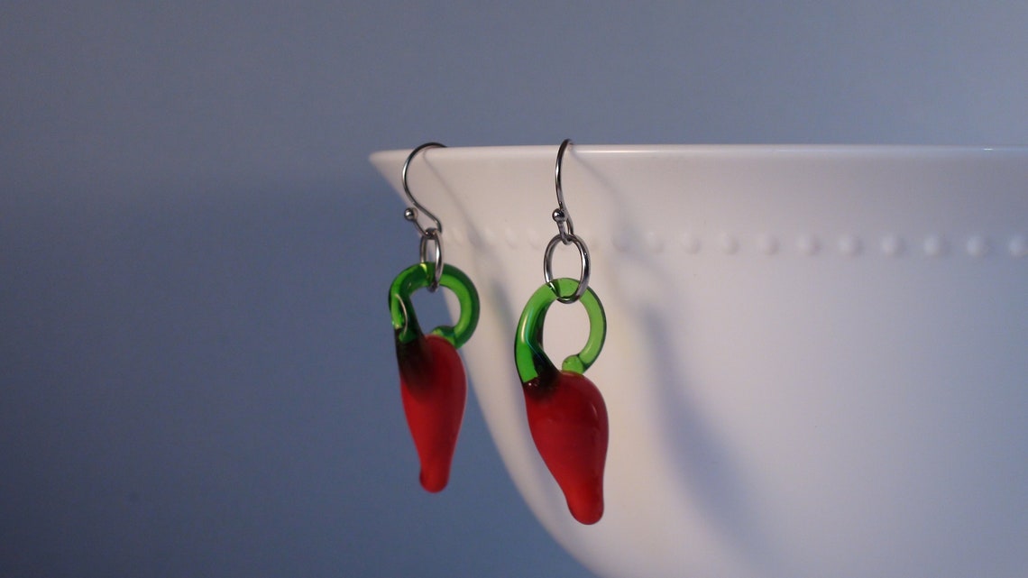 Red Pepper Earrings Red Chilli Pepper Earrings Stainless | Etsy