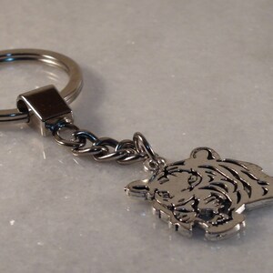TIGER HEAD Keyring, Tibetan Silver Tiger Head Charm Keychain, Iron ...