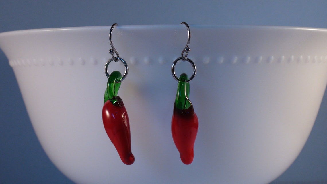 Red Pepper Earrings Red Chilli Pepper Earrings Stainless | Etsy
