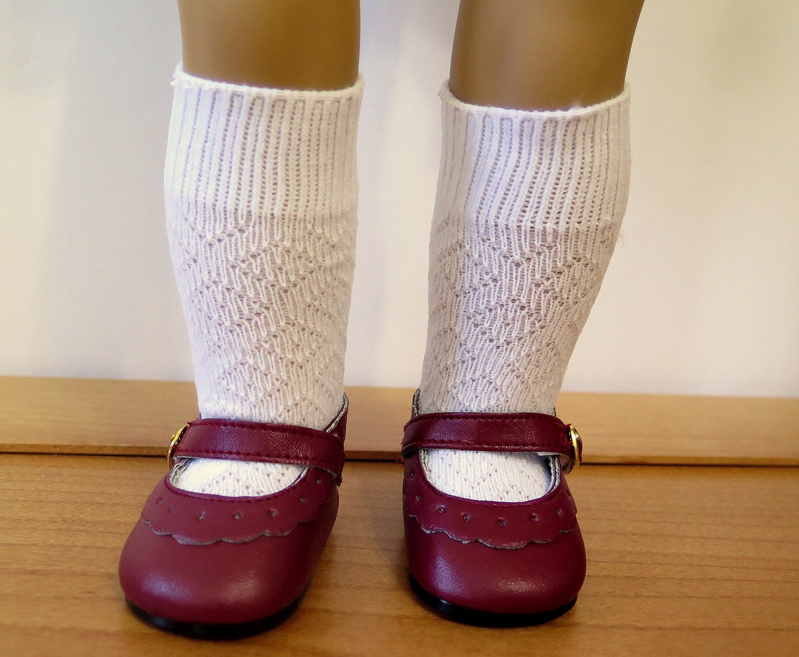 18 Doll Cotton Weight Knee-high Socks...white Pink - Etsy