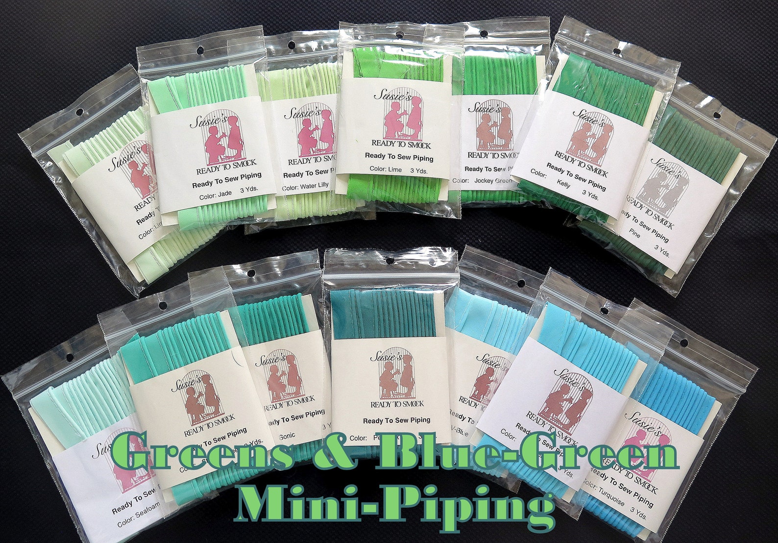 Ready to Sew Mini-piping...greens and Blue-greens...perfect - Etsy