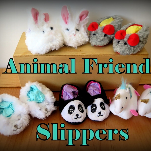 Animal Slippers - Etsy