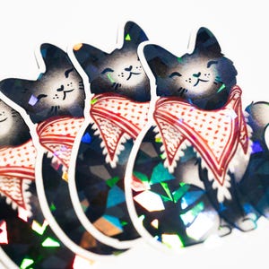 Catffiyeh Palestine Cat Sticker Rainbow Holographic - Etsy