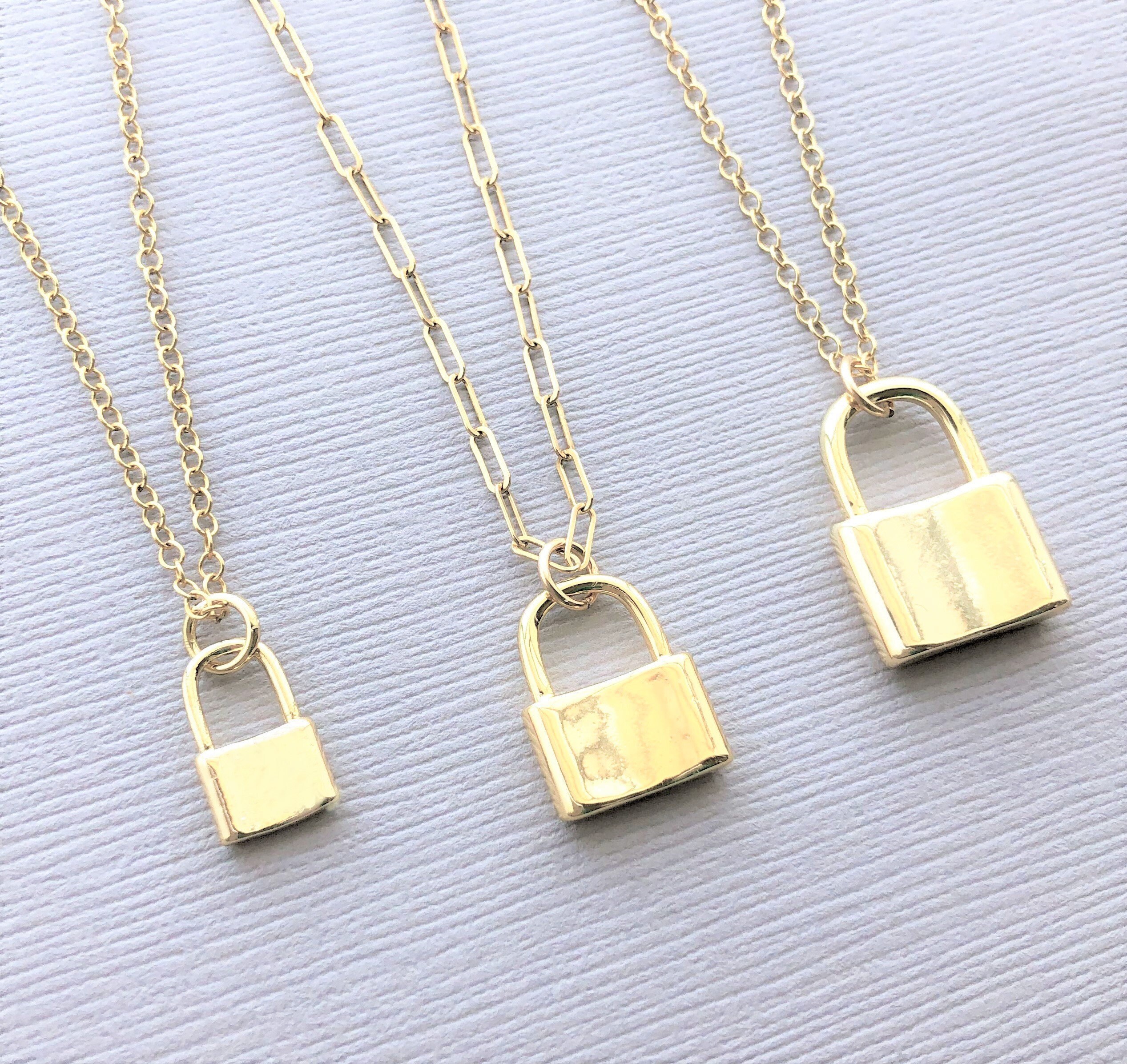 Gold Lock Necklace Lock Charm Necklace Lock Pendant - Etsy