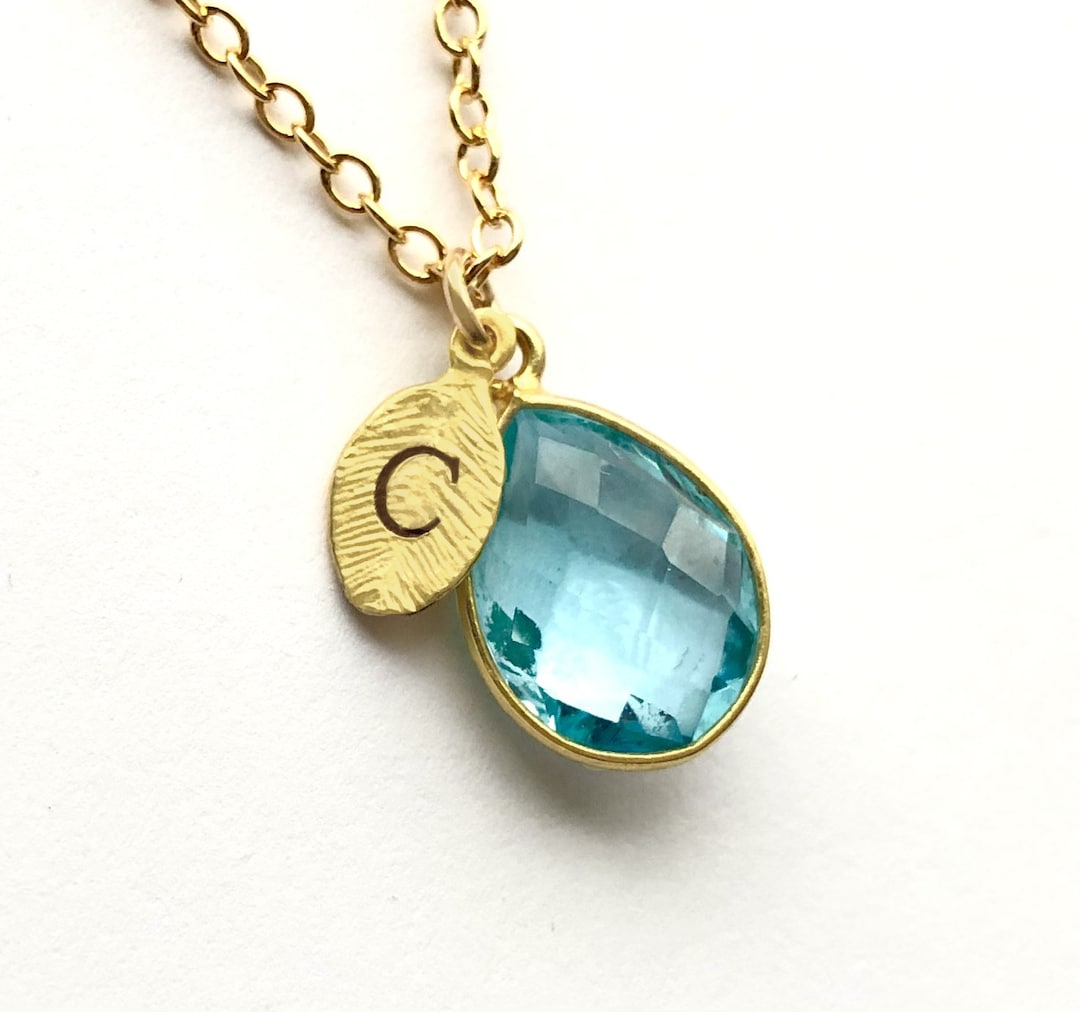 Personalized March Birthstone Necklace, Aquamarine Birthstone, March ...