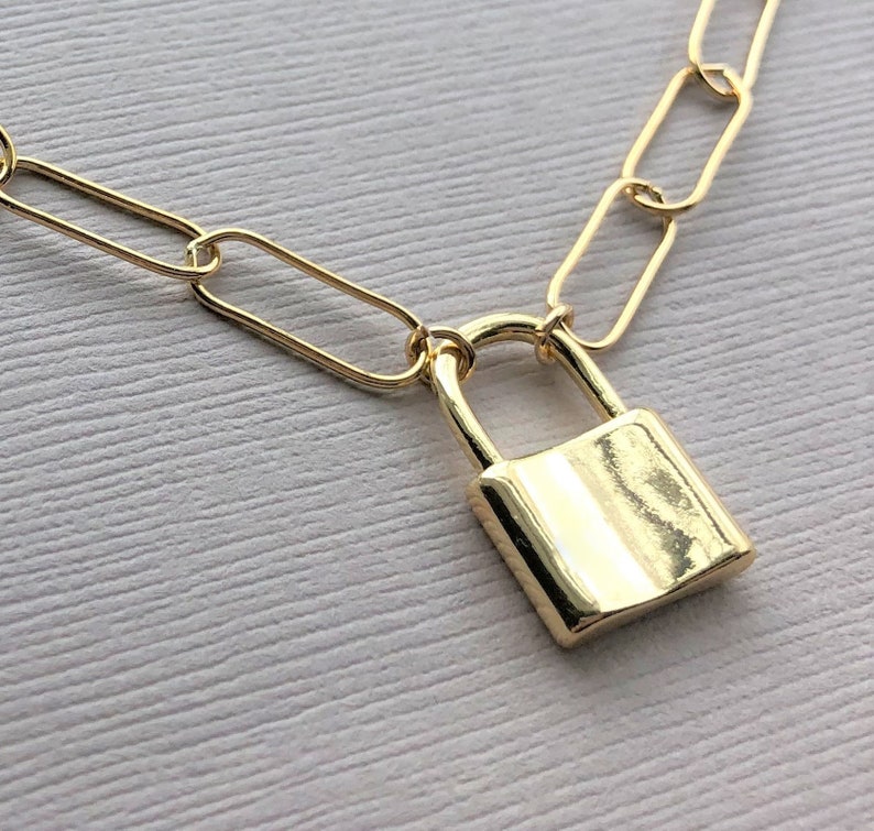 Gold Lock Necklace Lock Charm Necklace Lock Pendant - Etsy