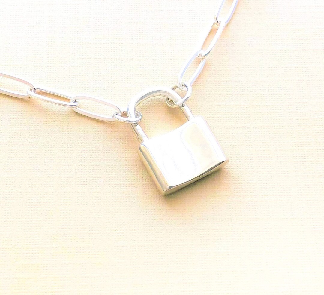 Sterling Lock Necklace, Lock Necklace, Lock Pendant Necklace, Sterling ...