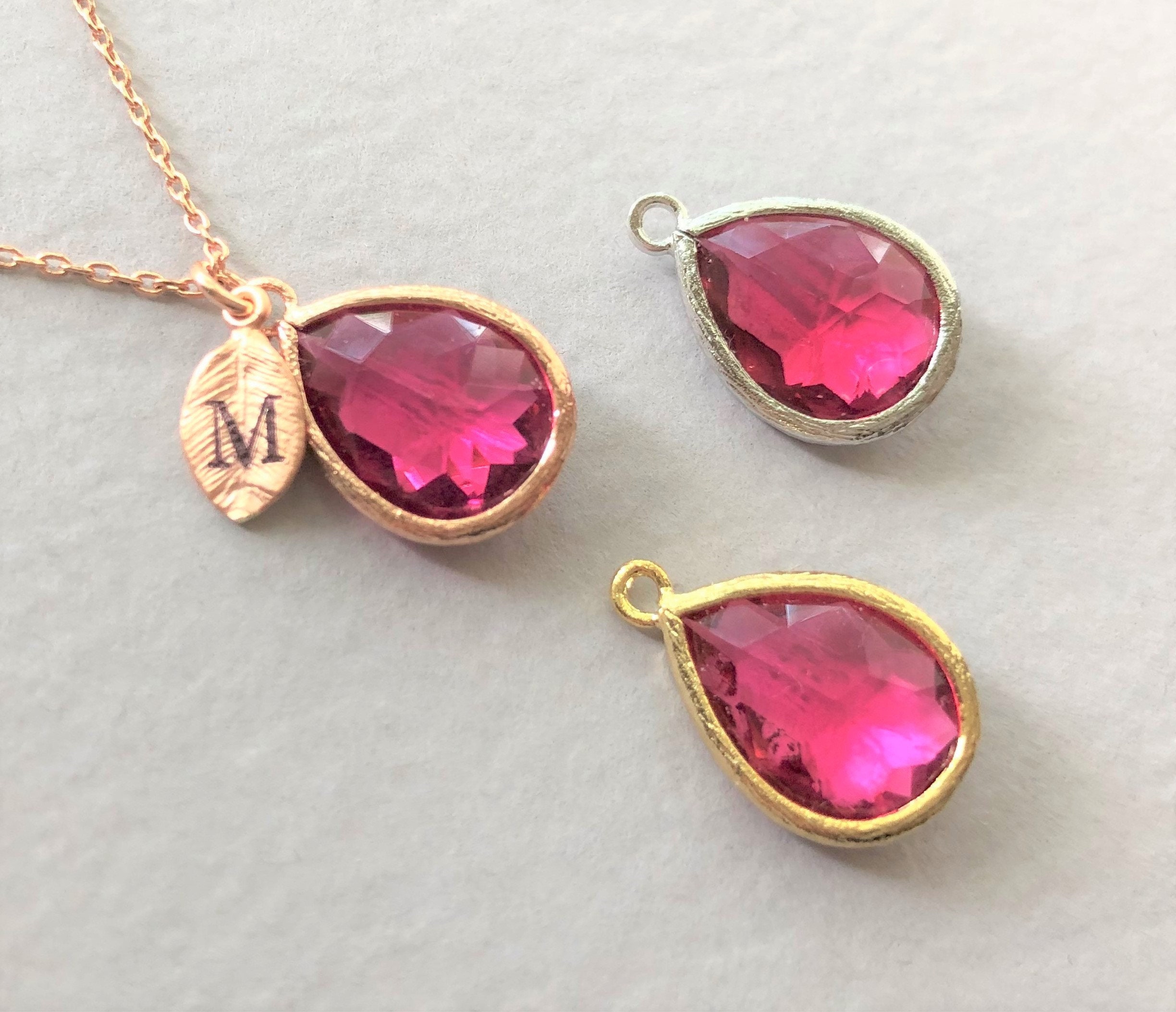 Personalized July Birthstone Necklace Rose Gold Birthstone | Etsy