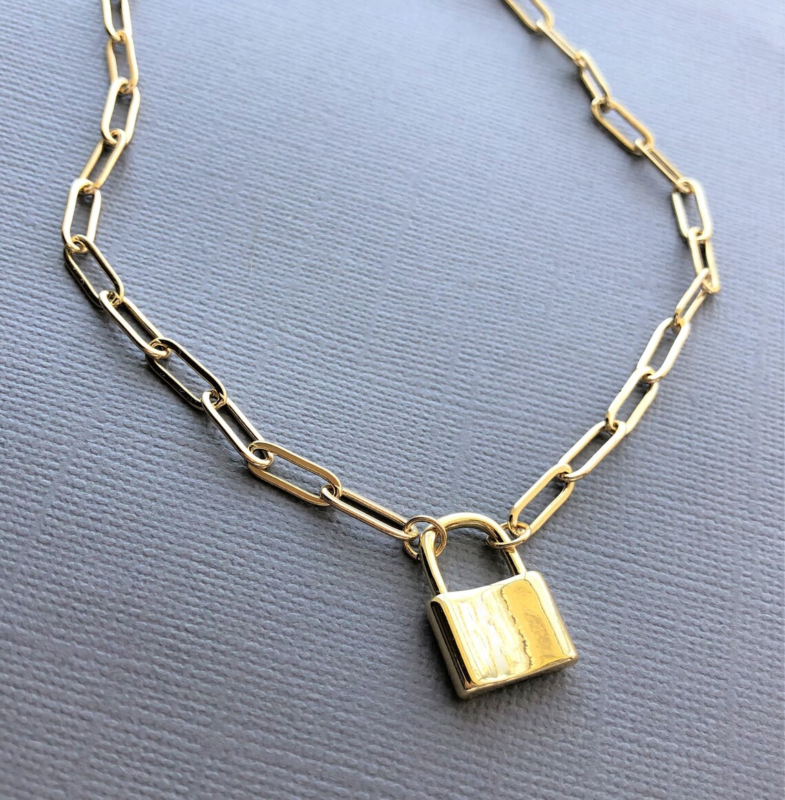 Gold Lock Necklace Lock Charm Necklace Lock Pendant - Etsy