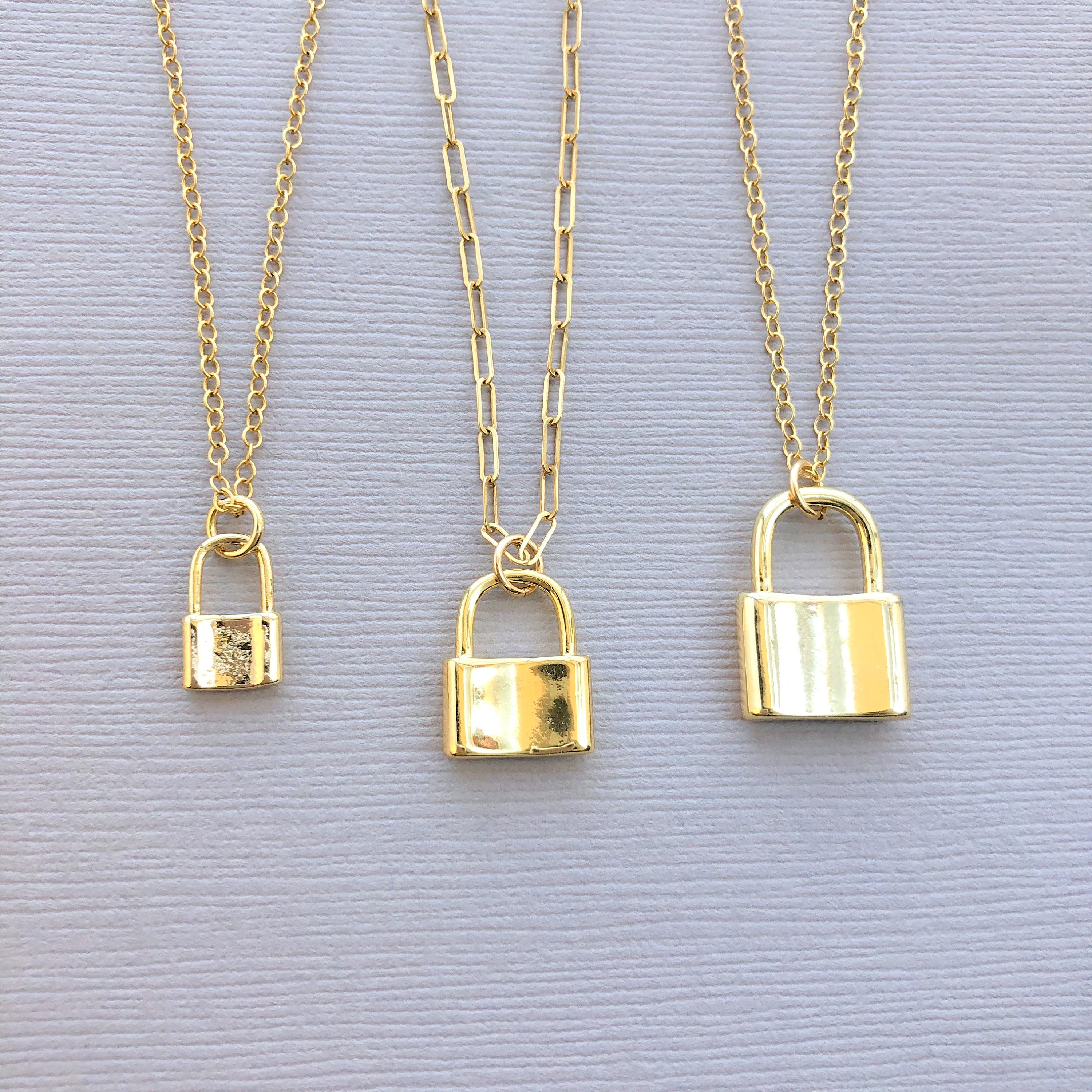 Gold Lock Necklace Lock Charm Necklace Lock Pendant - Etsy