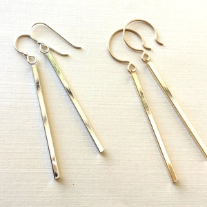 Long Bar Earrings, Silver Long Bar Earrings, Gold Long Bar Earrings ...