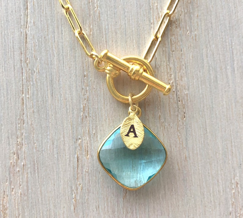 Personalized Emerald Birthstone Necklace: Gold Filled Paperclip Chain ...