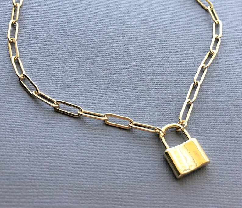 Gold Lock Necklace Lock Charm Necklace Lock Pendant - Etsy
