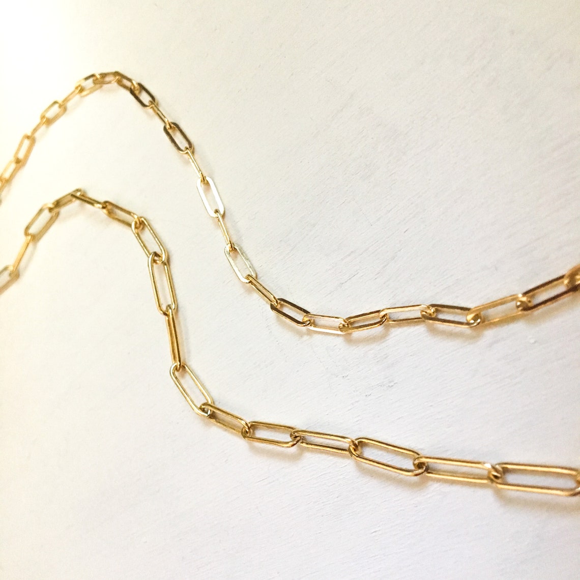 Rectangle Chain Necklace Paperclip Chain Necklace Yellow - Etsy
