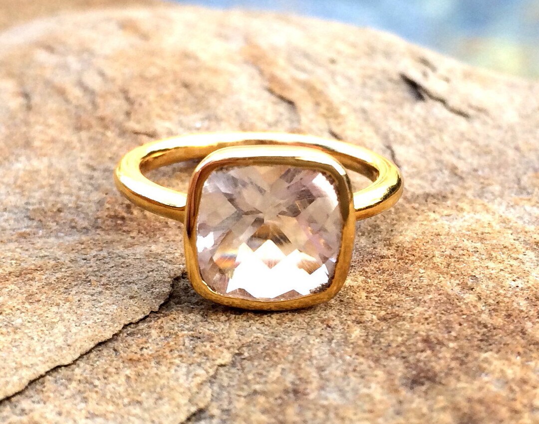 April Birthstone Ring, April Birthday Gift, Clear Rock Crystal ...