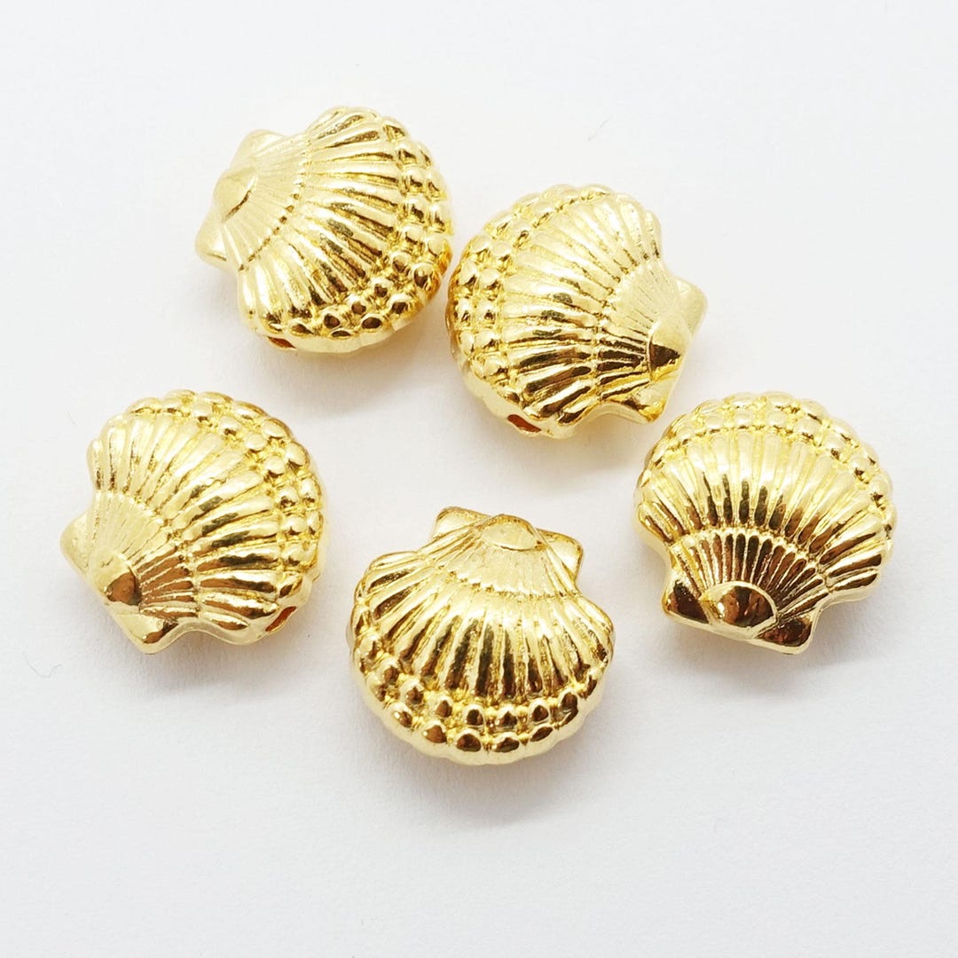 Shell Pearl; Shell Sea Nautical Metal Beads | DQ METAL Gold-plated | 12 ...