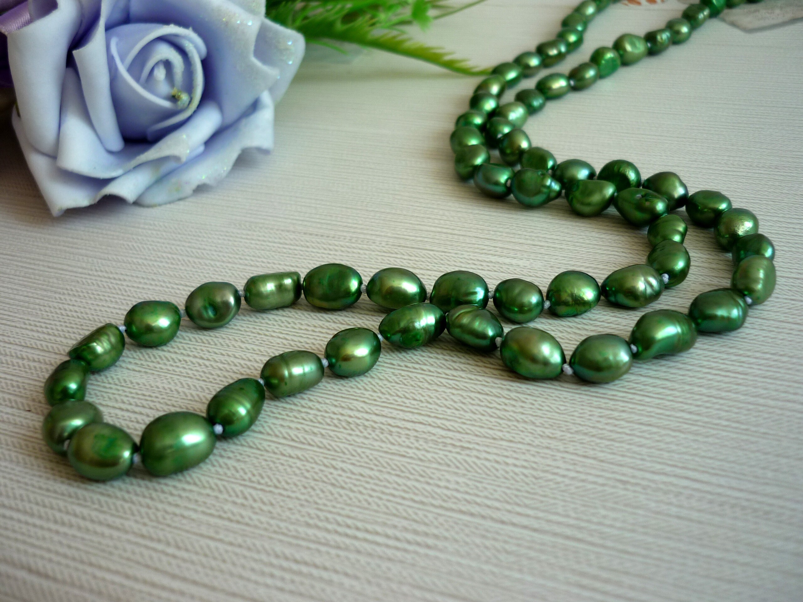 Green Natural Pearls Choker Necklace Freshwater Knotted Pearl | Etsy