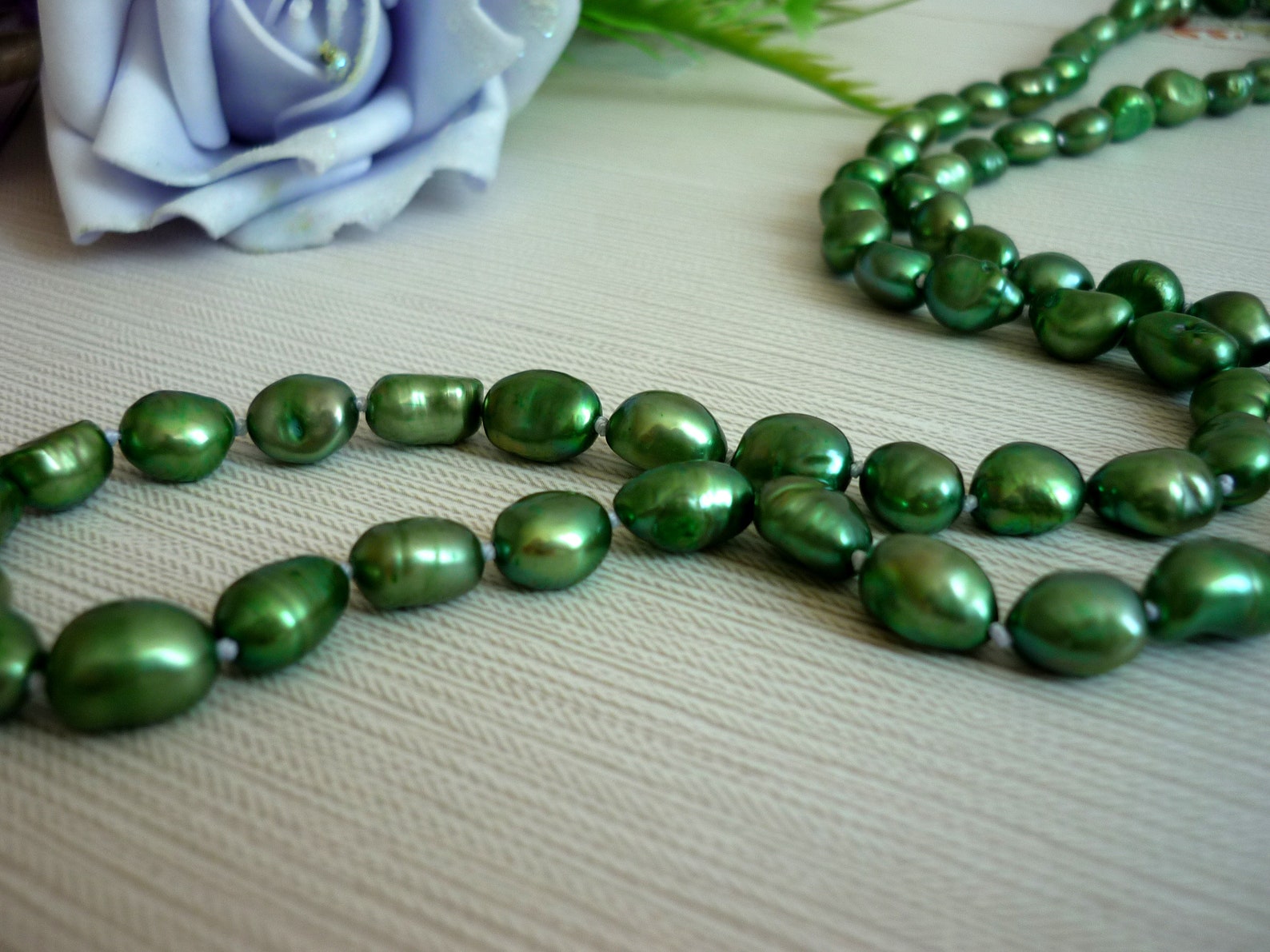 Green Natural Pearls Choker Necklace Freshwater Knotted Pearl Necklace ...