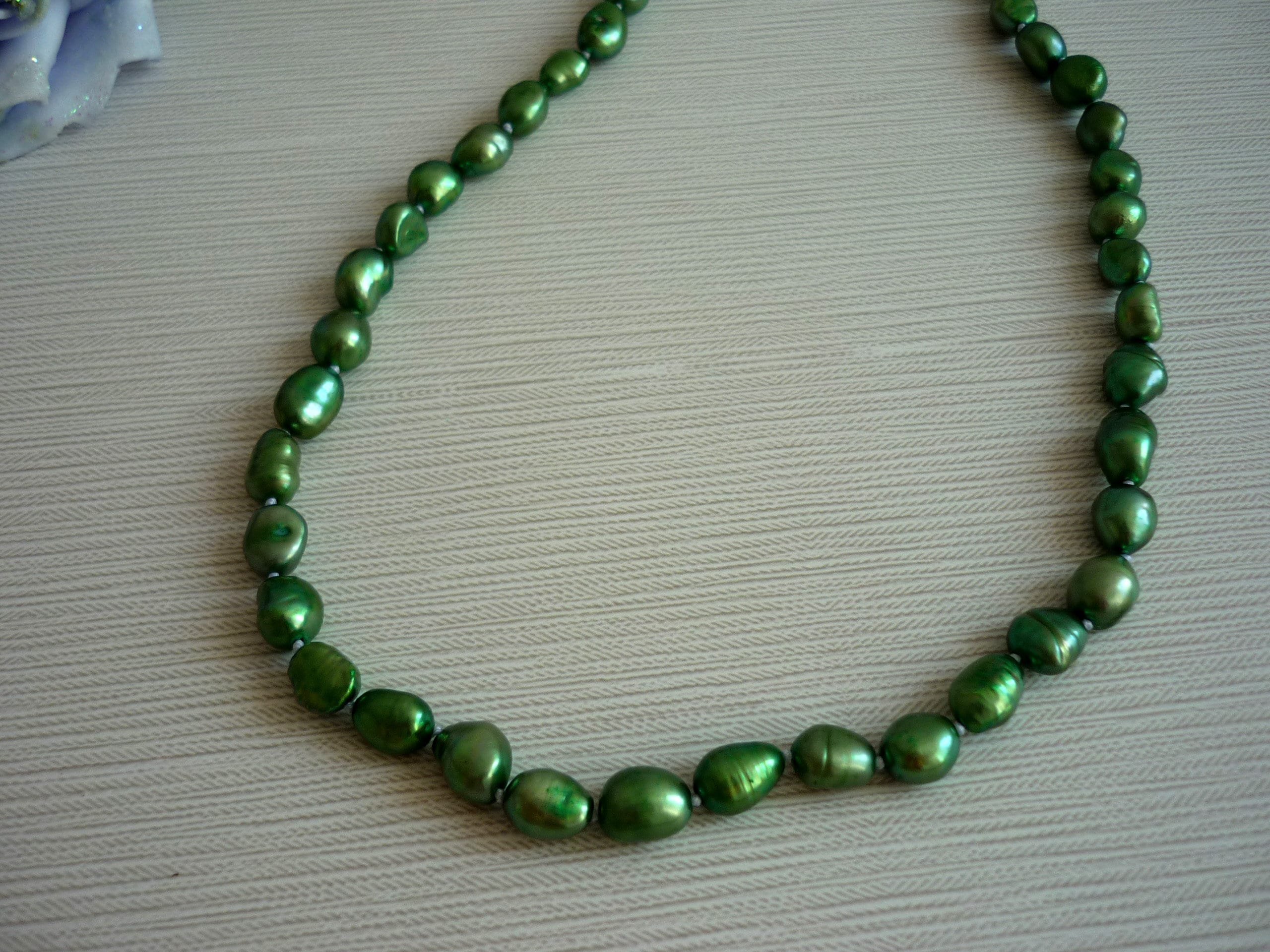 Green Natural Pearls Choker Necklace Freshwater Knotted Pearl | Etsy