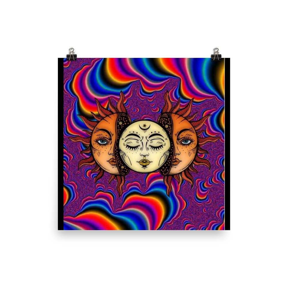 Psychedelic Sun Poster - Etsy