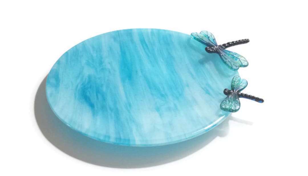 Fused Glass Dragonfly Bowl - Dragonflies on Water - Handmade - Etsy