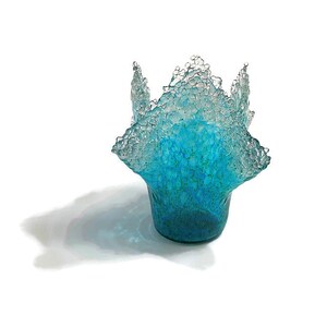 Glass Vase in Transparent Turquoise Ocean Splash: One-of-a-kind Art ...