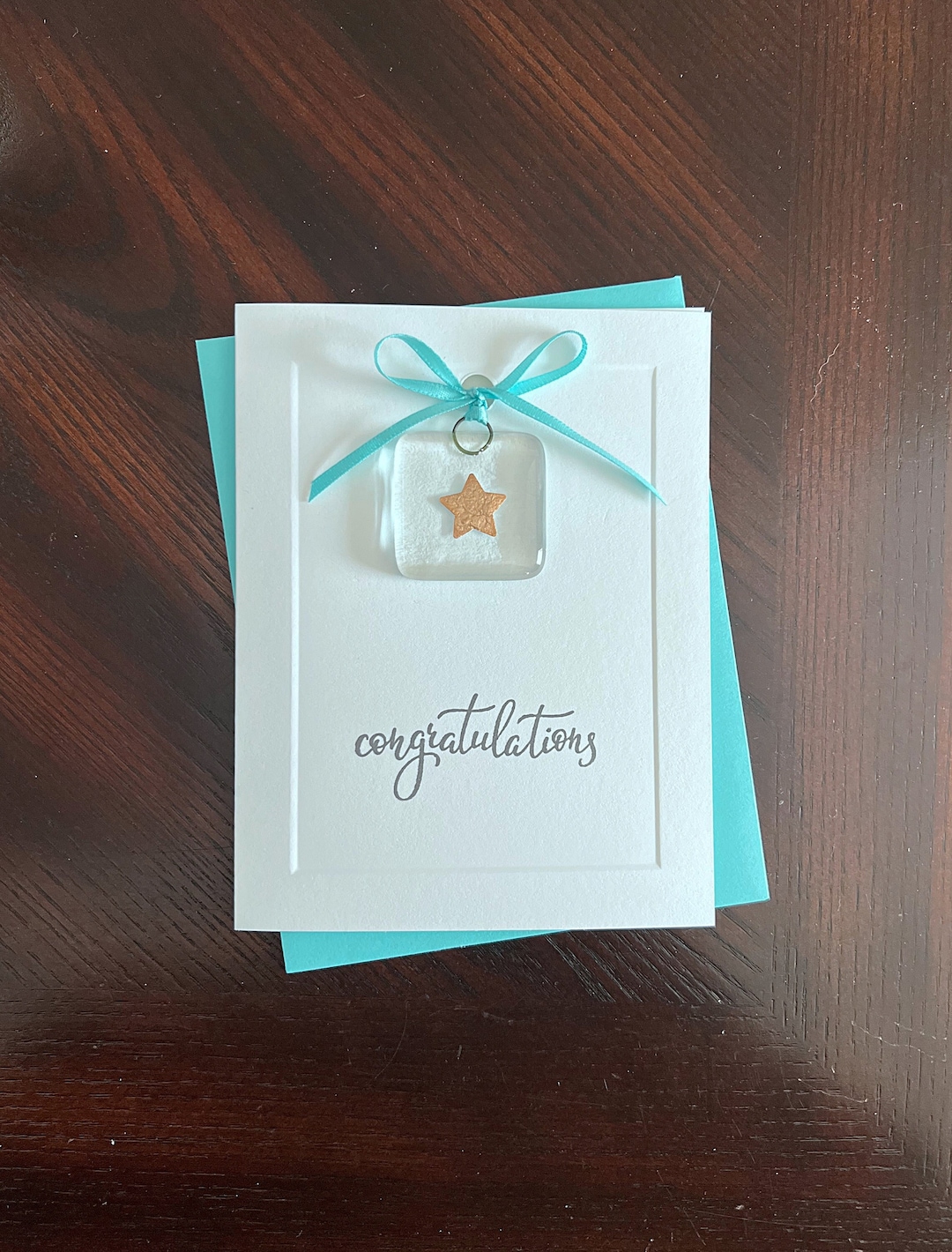 Congratulations - Folded Card With Fused Glass Keepsake - Etsy