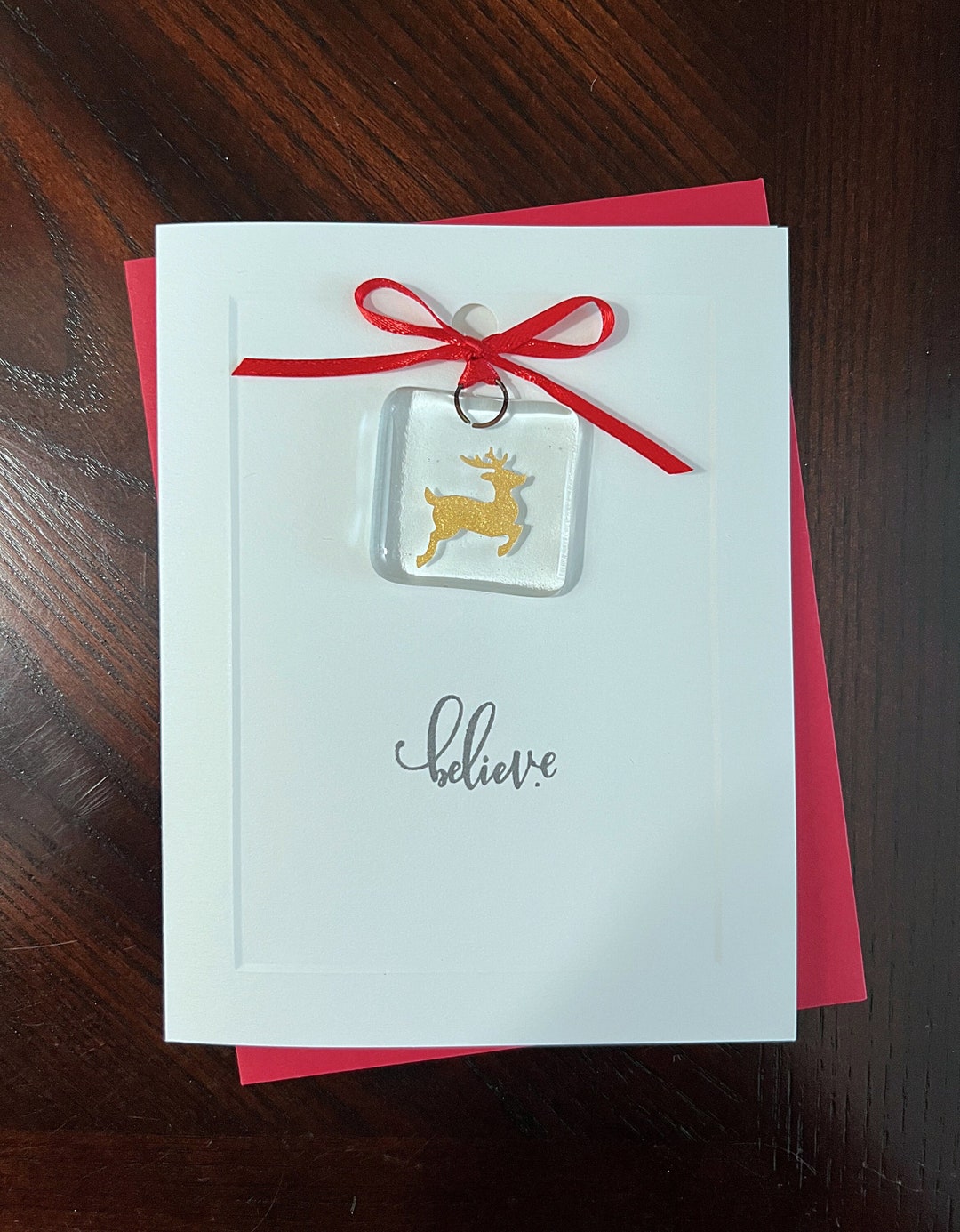 Believe - Folded Card With Collectable Deer Design Fused Glass Keepsake ...