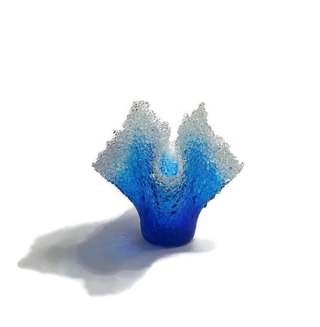 Glass Vase in Blue Ocean Splash: One-of-a-kind Art Glass Vase (7 ...