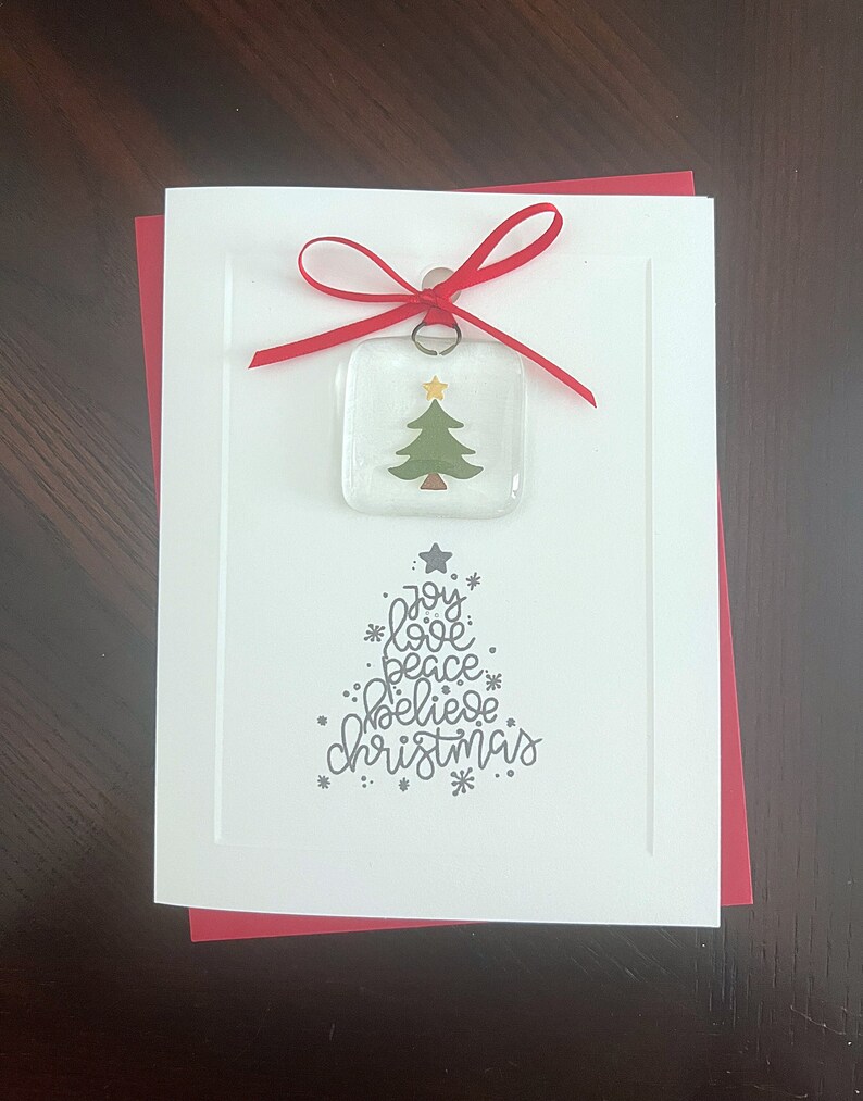Tree Christmas Card: Handmade Fused Glass Ornament Keepsake - Etsy