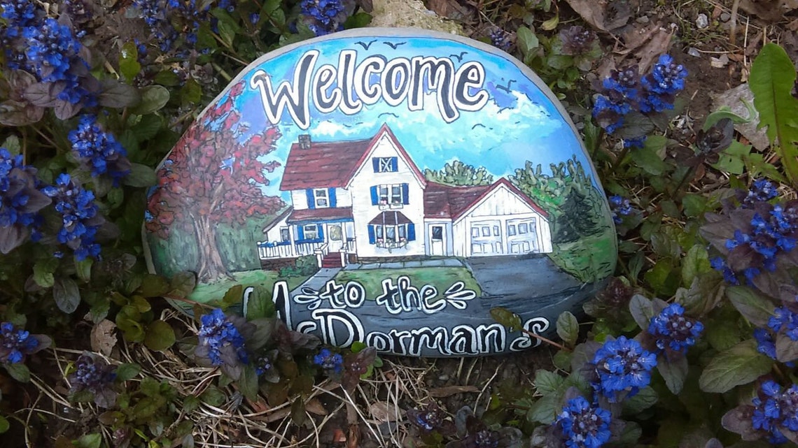 Garden Rock - Custom Welcome Rock - Etsy