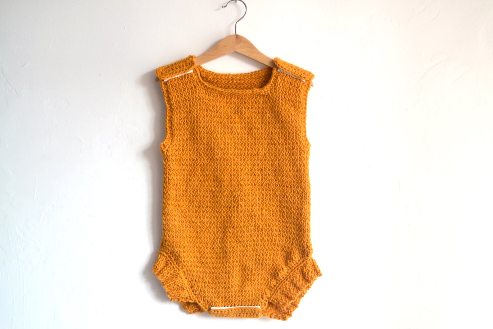 Hand Knitted Baby One Piece, Wool Sleeveless Onesie - Etsy