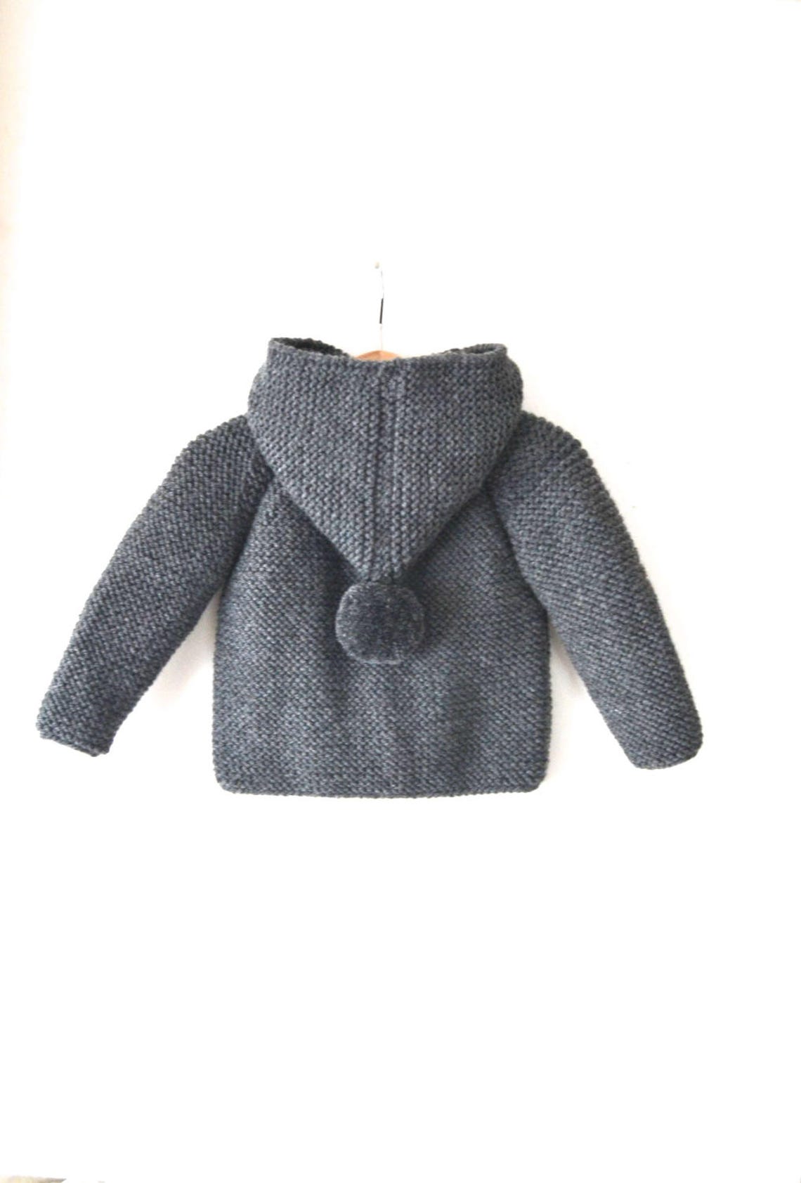 NEW! Hand Knitted Baby Wool Hoodie Cardigan/jacket, Chunky, Duffel Coat ...