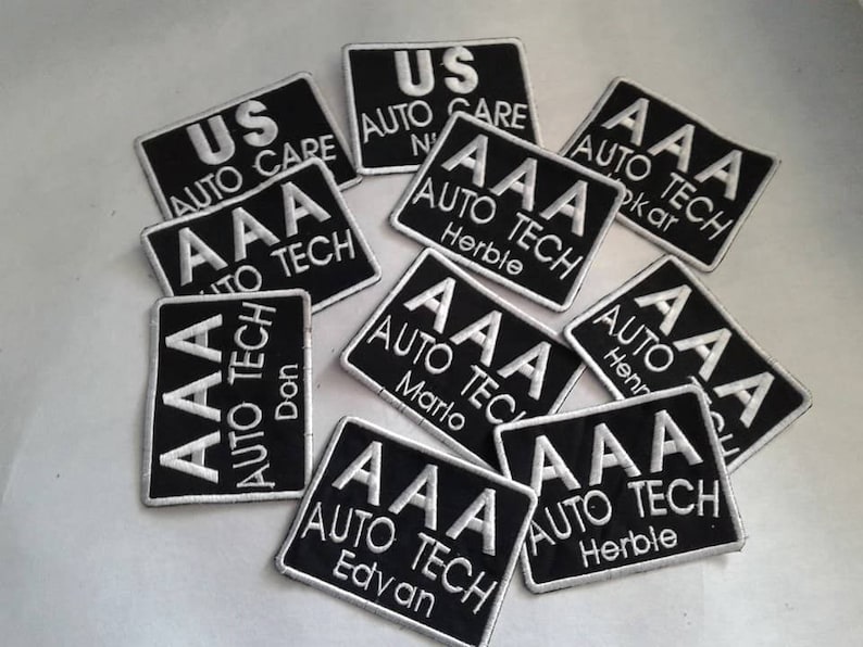 Custom Embroidered Work Shirt Name Patches Set of 2 Company - Etsy