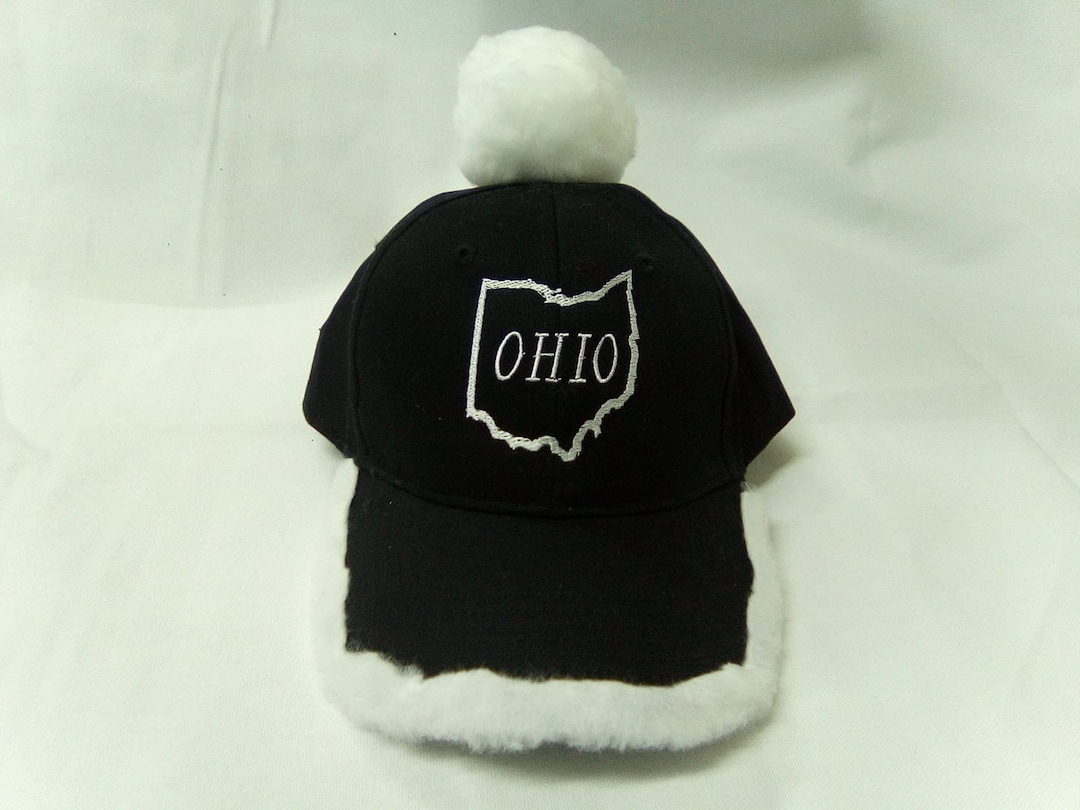 State of Ohio Fuzzy Santa Baseball Cap Baseball Hat Pom Pom Christmas ...