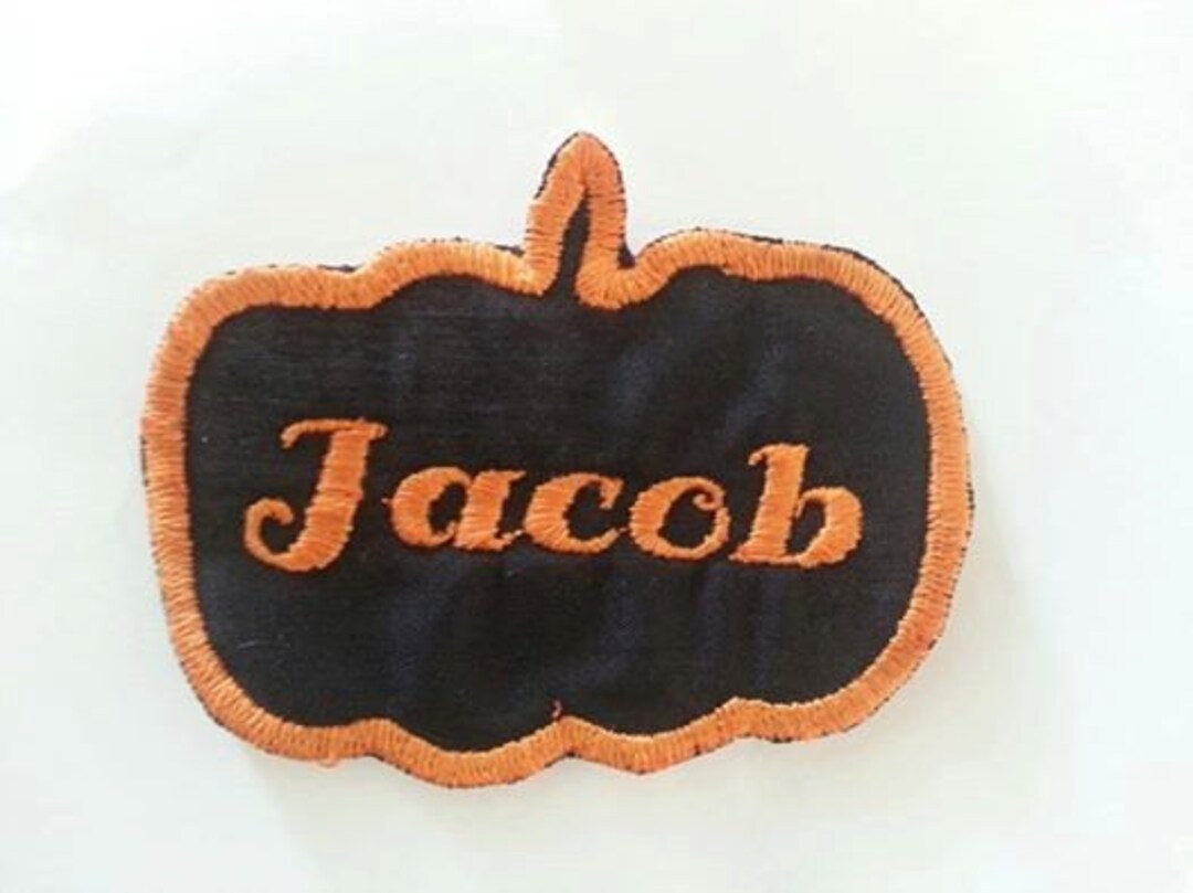 Custom Embroidered Halloween Pumpkin Name Patch - Iron on or Sew On - Etsy