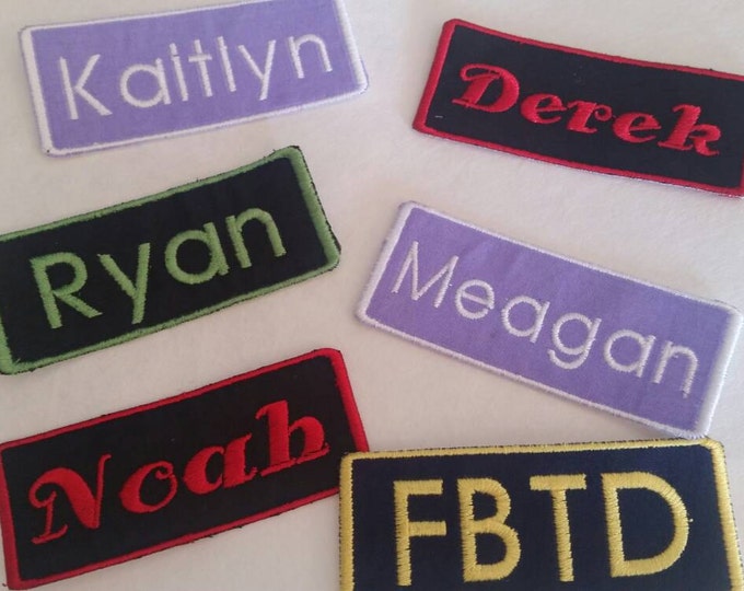 Personalized Name Tag on Gray Fabric - Etsy