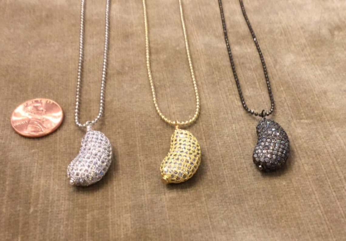 Gold Pave Kidney Necklace - Etsy