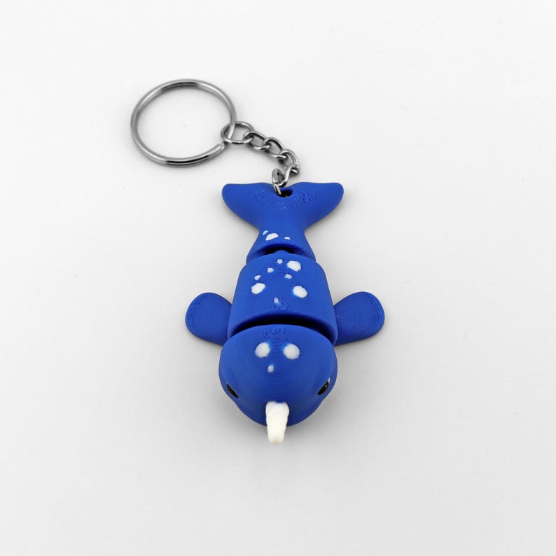 Narwhal Keychain – Cute Flexi Sea Unicorn Animal Bag Charm or Keyring, Fiqurine Only or Keychain ...