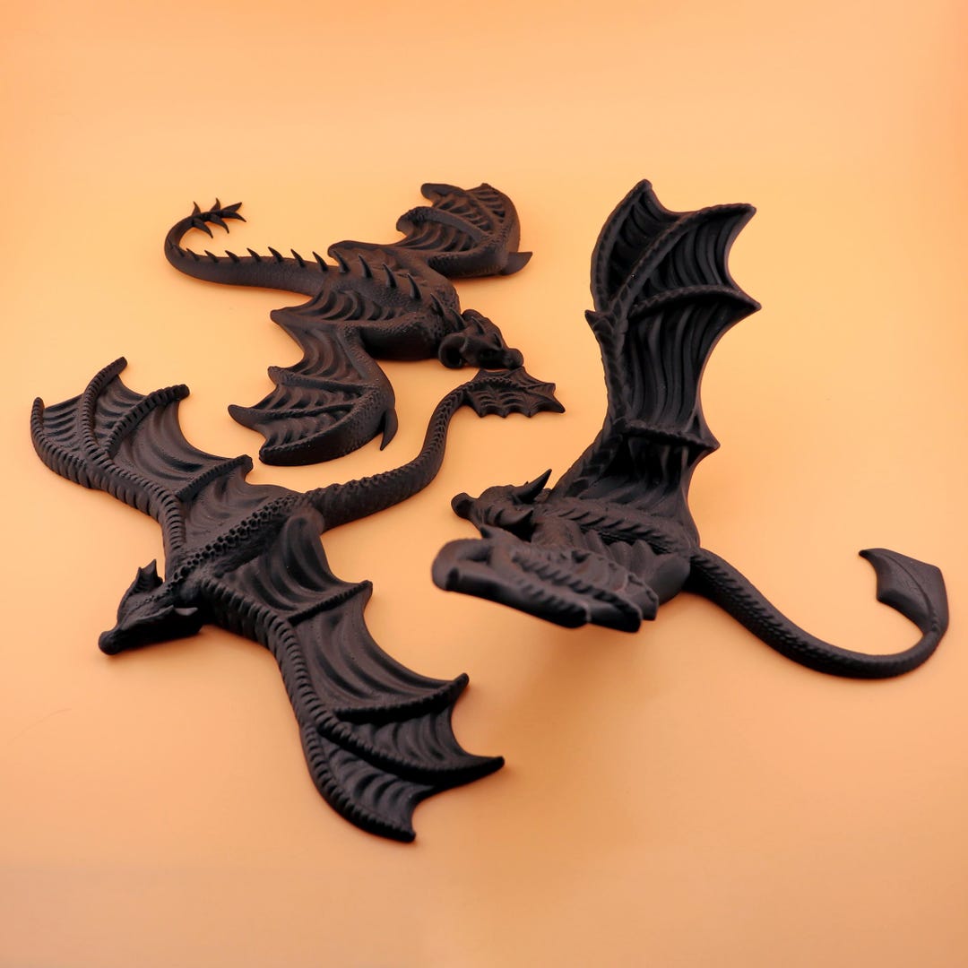 3D Flying Dragon Wall Sculptures: Mythical Home Decor, Set of 3 - Etsy