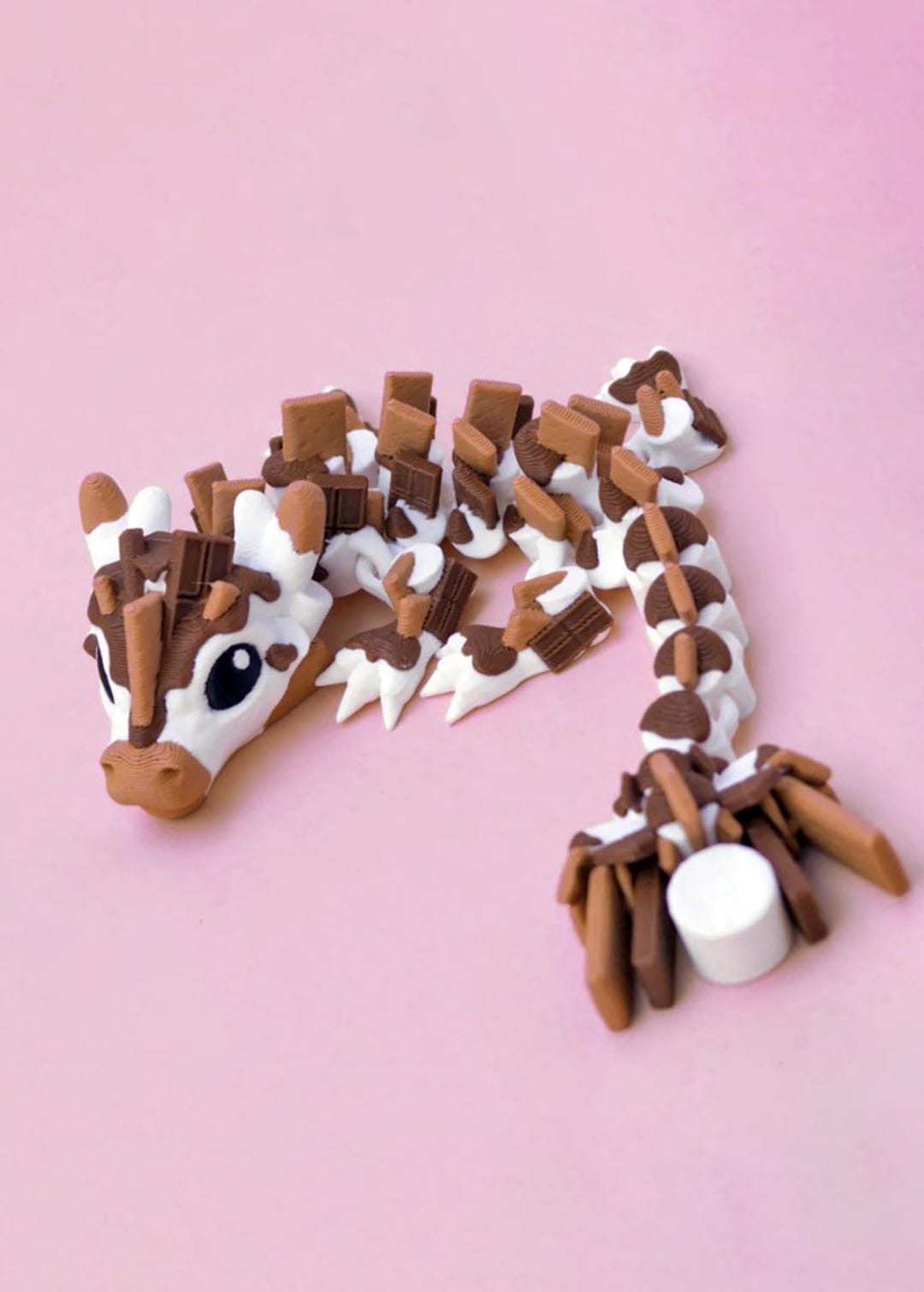 Articulated S'mores Dragon Figurine: Flexible Marshmallow Graham ...