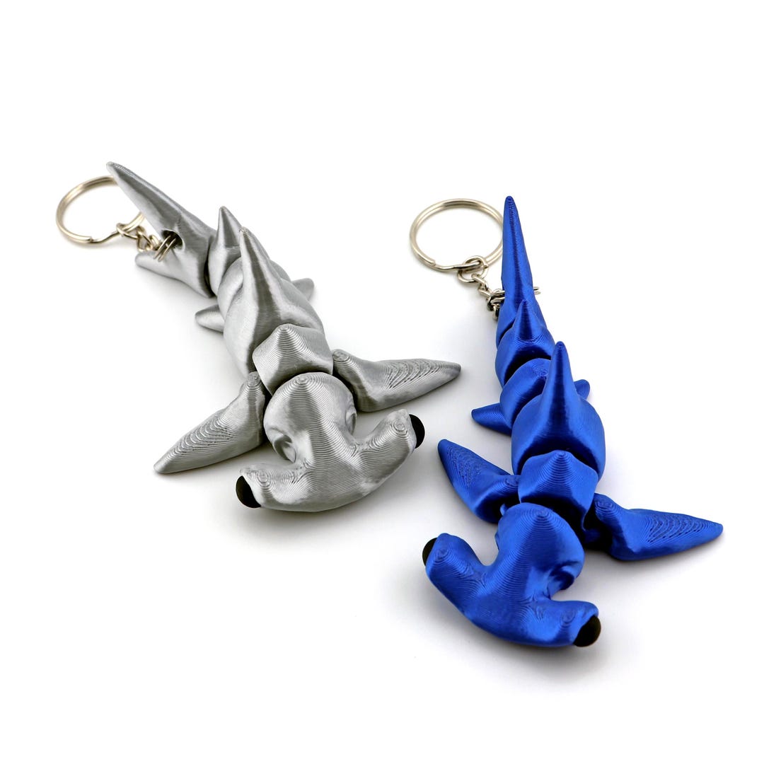 Articulating Hammerhead Shark Keychain — 3D Printed Marine Charm Fidget ...