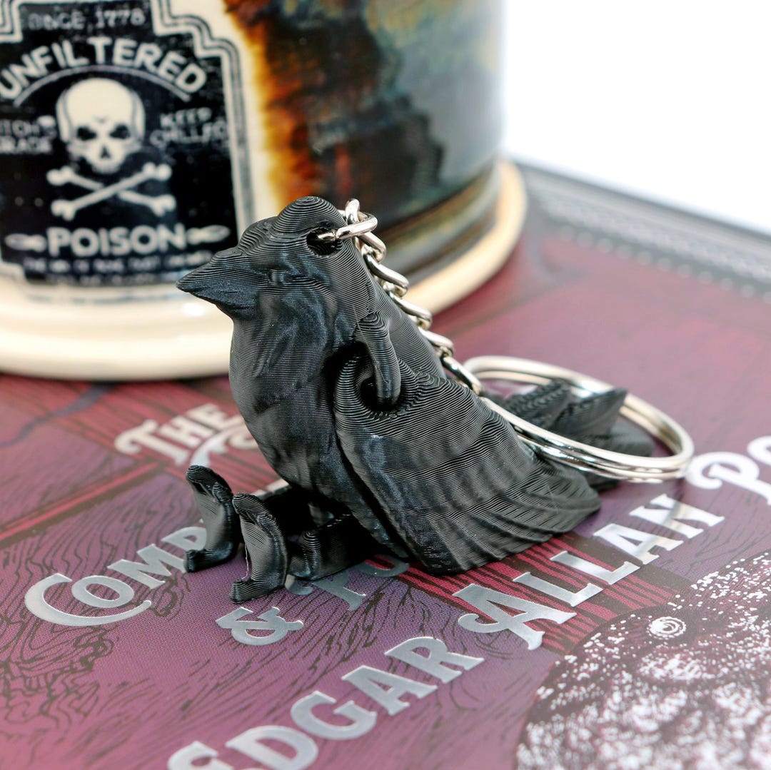Articulated Raven Keychain, Tiny Raven Charm - Etsy