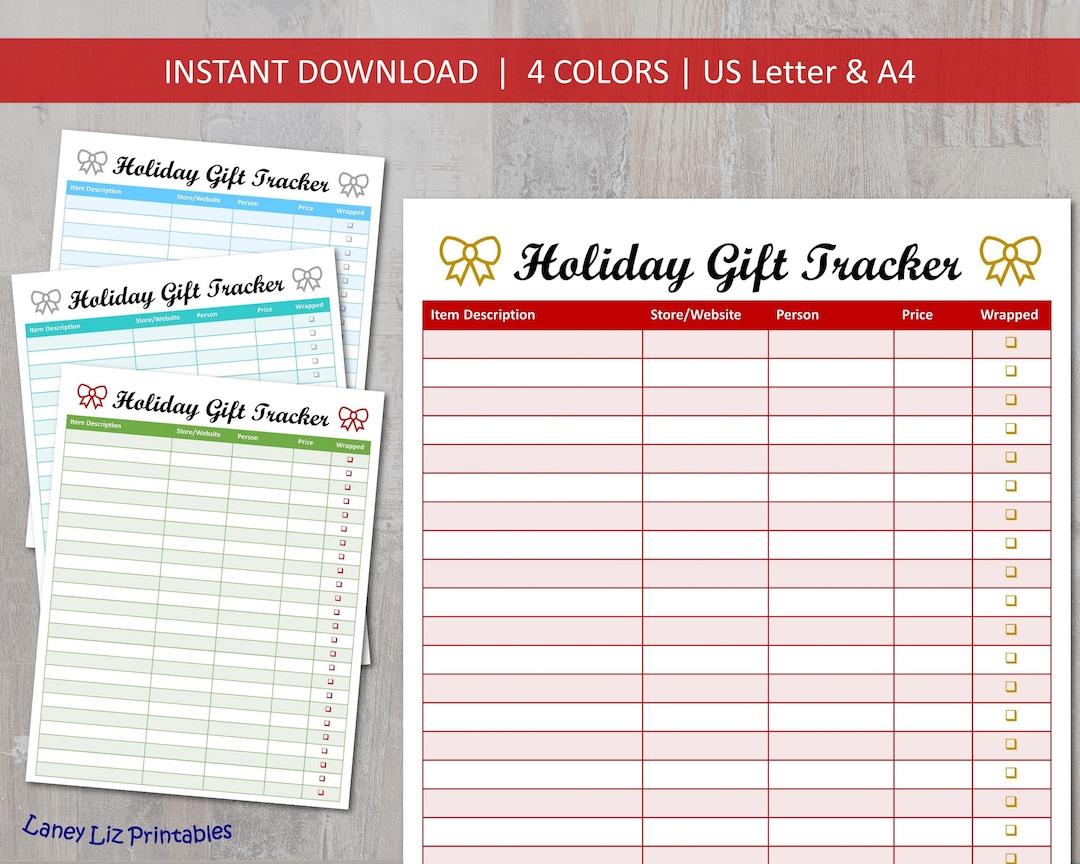 Printable Holiday Gift Tracker Christmas List Christmas Gift Log - Etsy