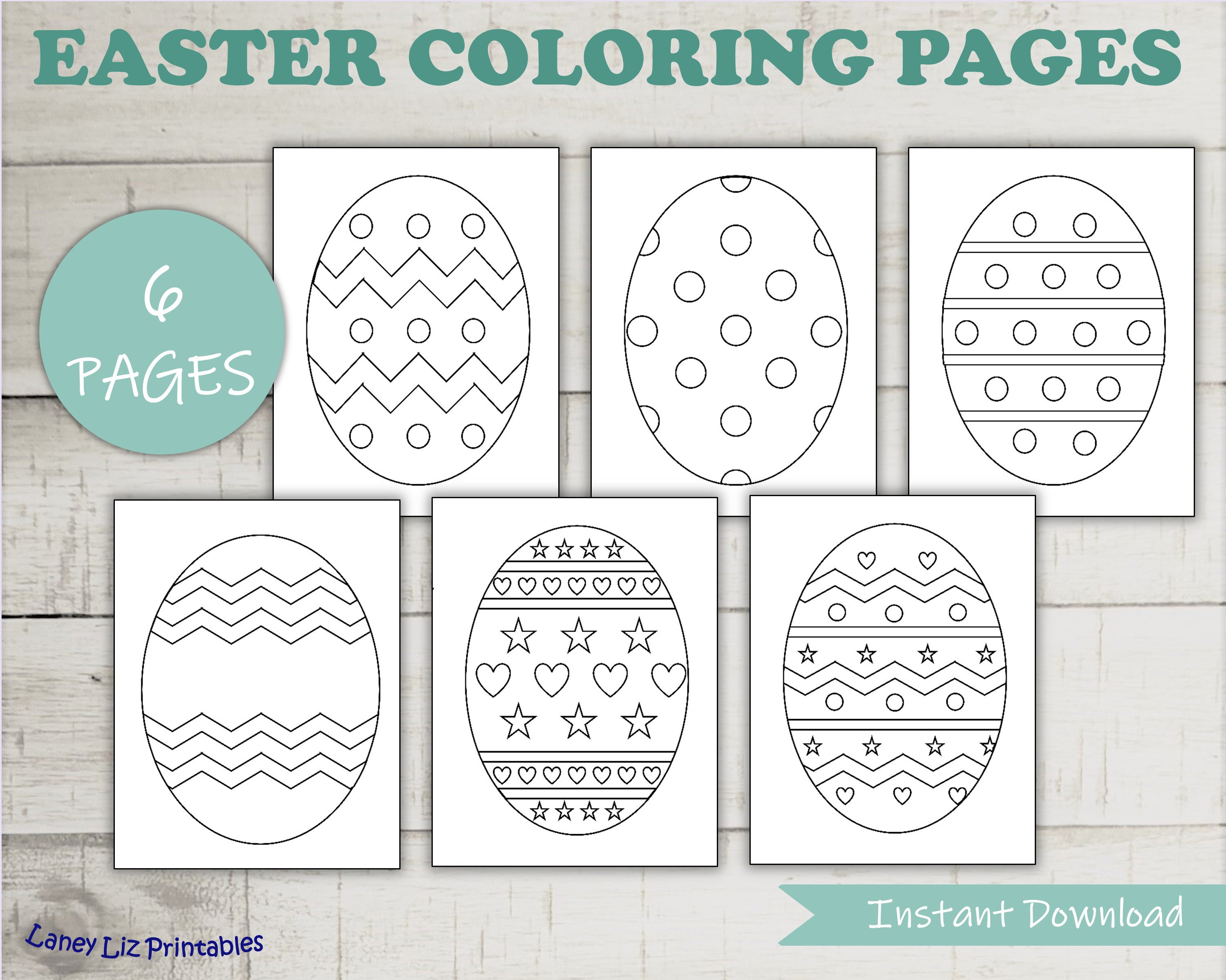 Easter Egg Coloring Pages Printable, 6 Pages of Easter Egg Coloring ...