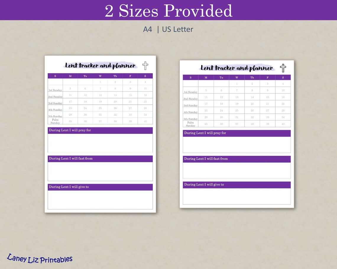 Lent Planner and Tracker Printable| Lenten Worksheet Fillable PDF| 40 ...