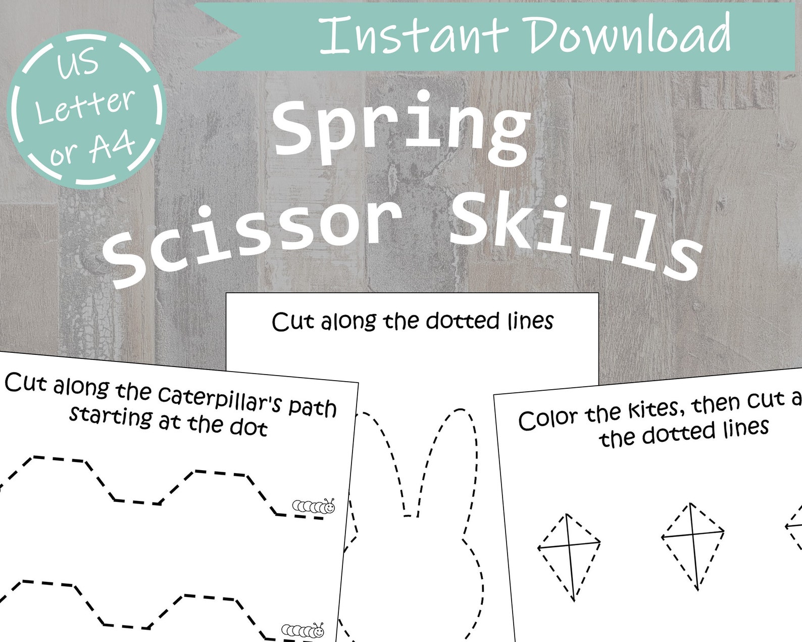 Spring Scissor Skills | Cutting Practice Sheet | Printable Scissor ...