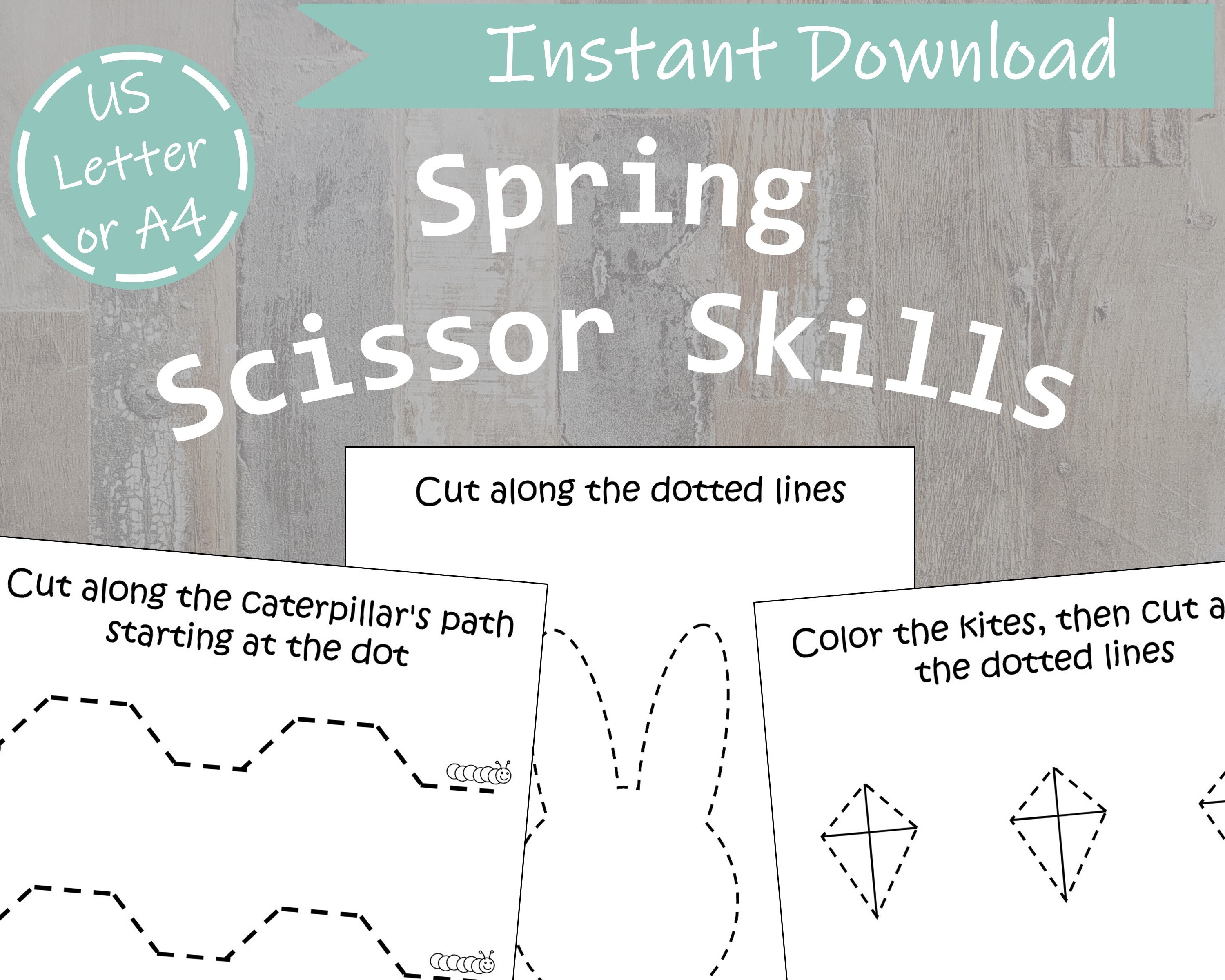 Spring Scissor Skills | Cutting Practice Sheet | Printable Scissor ...
